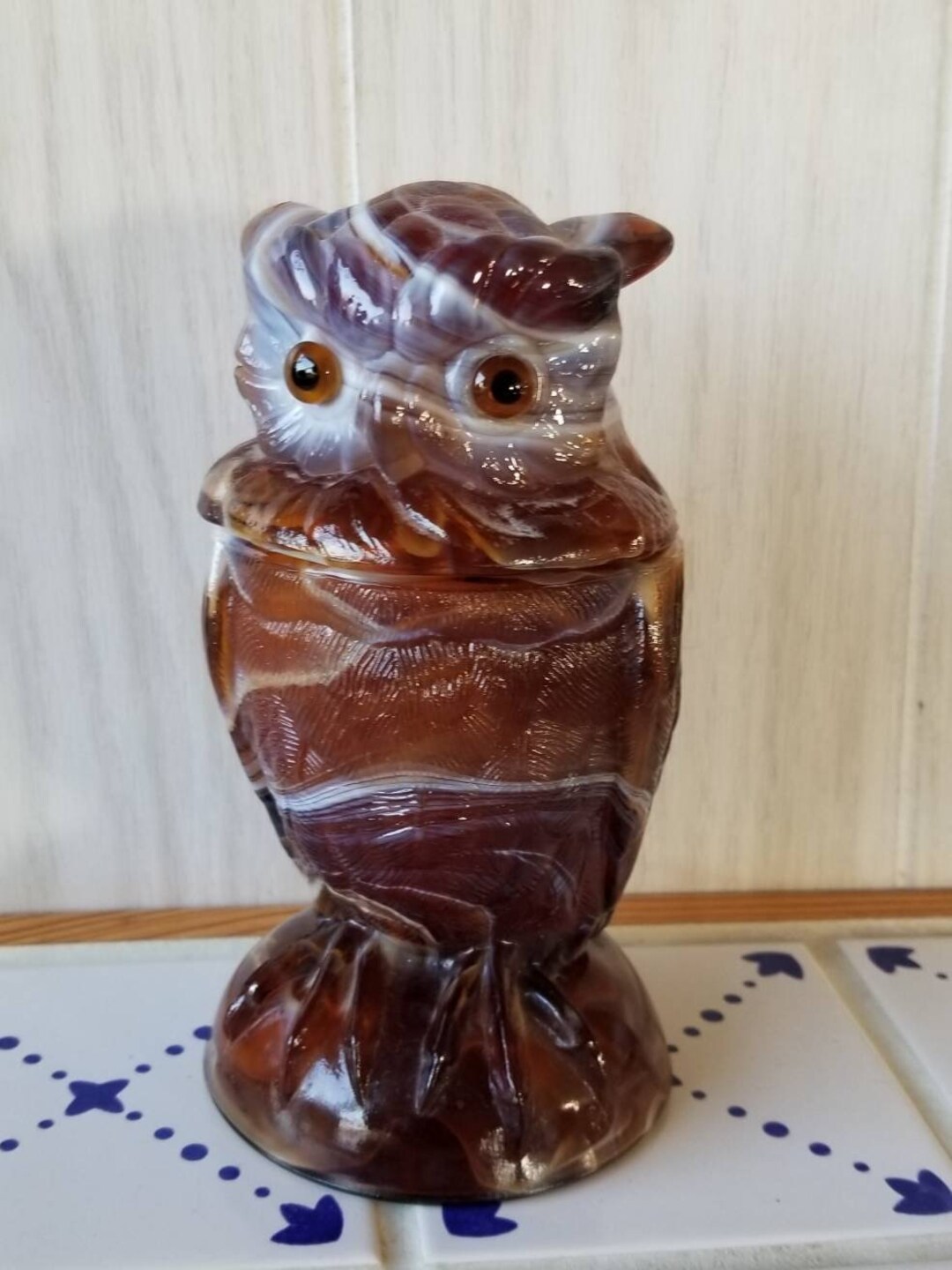 Vintage Imperial Slag Glass Owl Etsy
