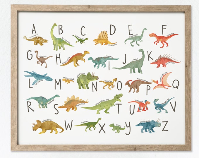 Dinosaur Alphabet Print, ABC Printable, Alphabet Print, Dinosaur ...