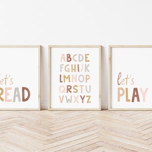 Neutral Alphabet Poster, Nursery Alphabet Print, Let's Play Let's Read ...