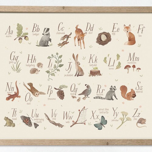 Horizontal Woodland Alphabet Poster Landscape Woodland - Etsy