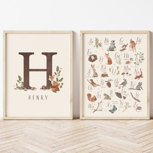 Woodland Nursery Print, Woodland Nursery, Woodland Initial, Monogram ...