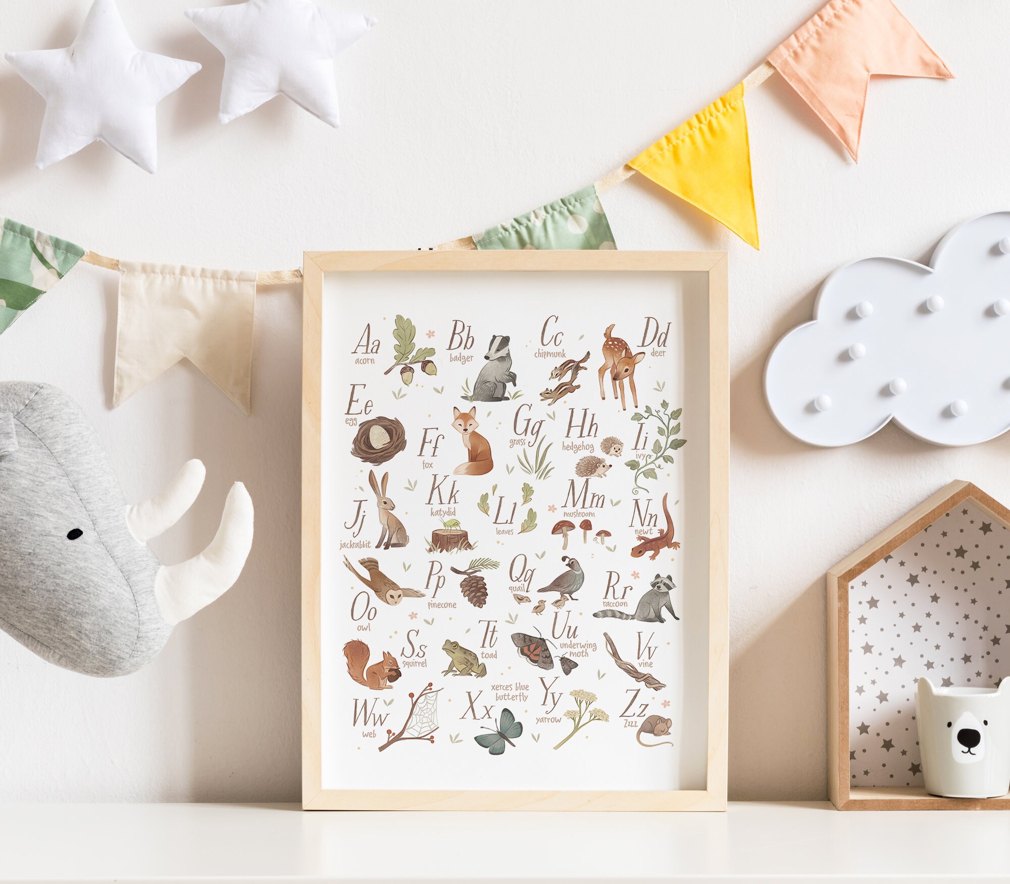 Woodland Alphabet Poster, Woodland Alphabet Print, Woodland Nursery ...