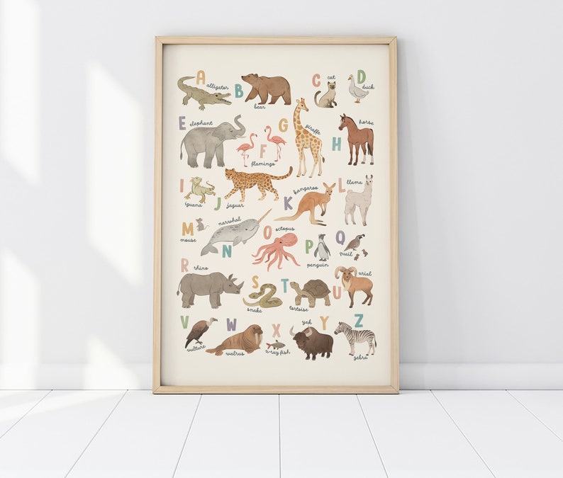 Animal Alphabet Animal ABC Poster Classroom Decor - Etsy