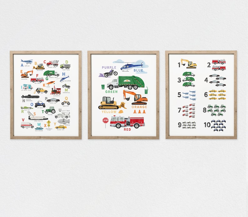 Transportation Poster Set, Vehicle ABC, Vehicle Art, Transportation ABC ...