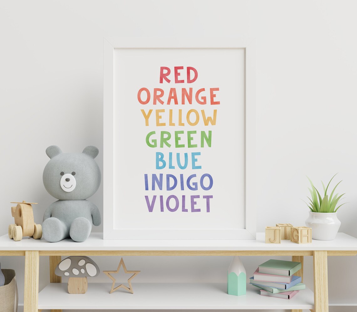 Rainbow Alphabet Numbers Colors Poster Nursery Alphabet - Etsy