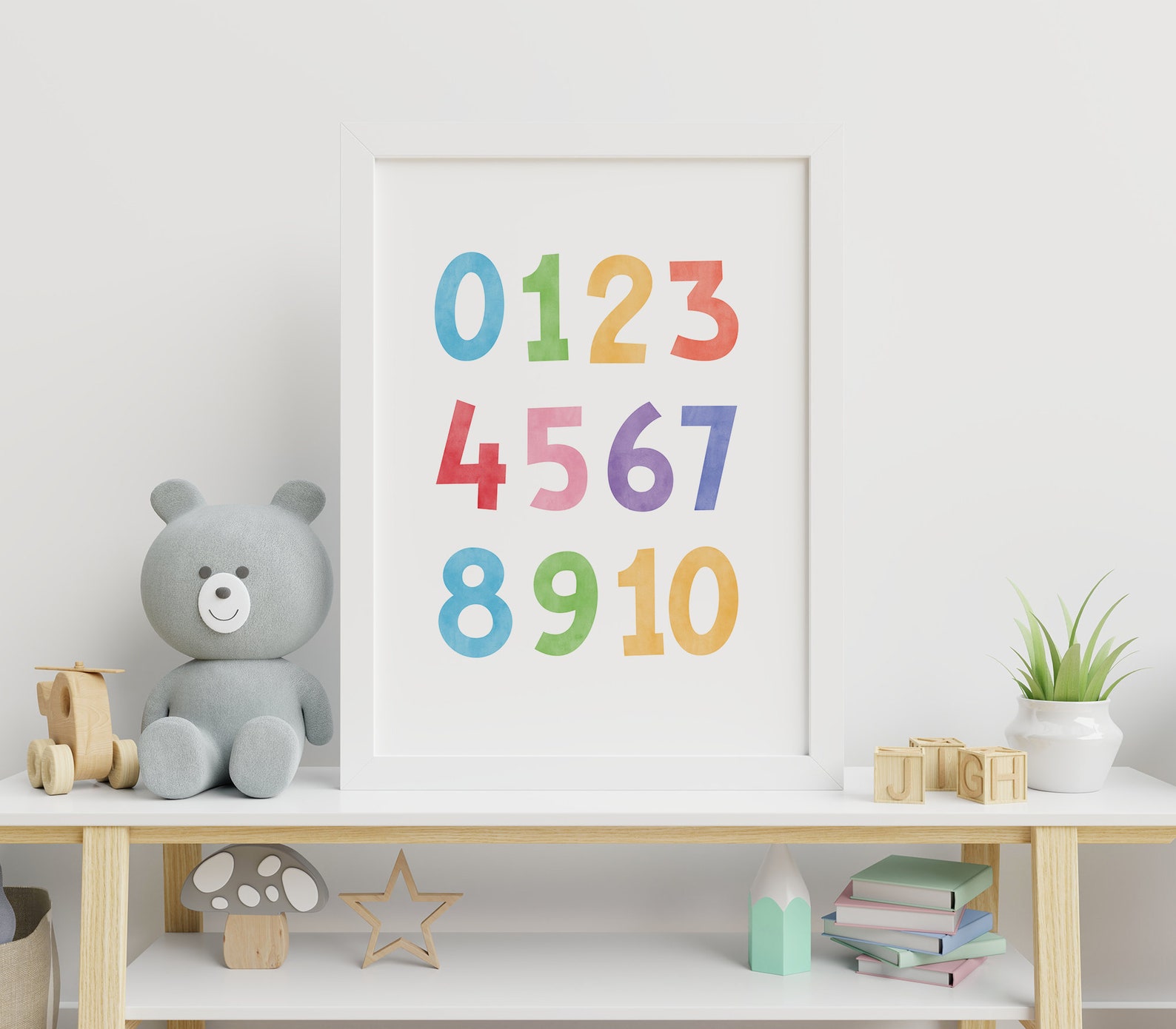 Rainbow Alphabet Numbers Colors Poster, Nursery Alphabet Print, ABC 123 ...