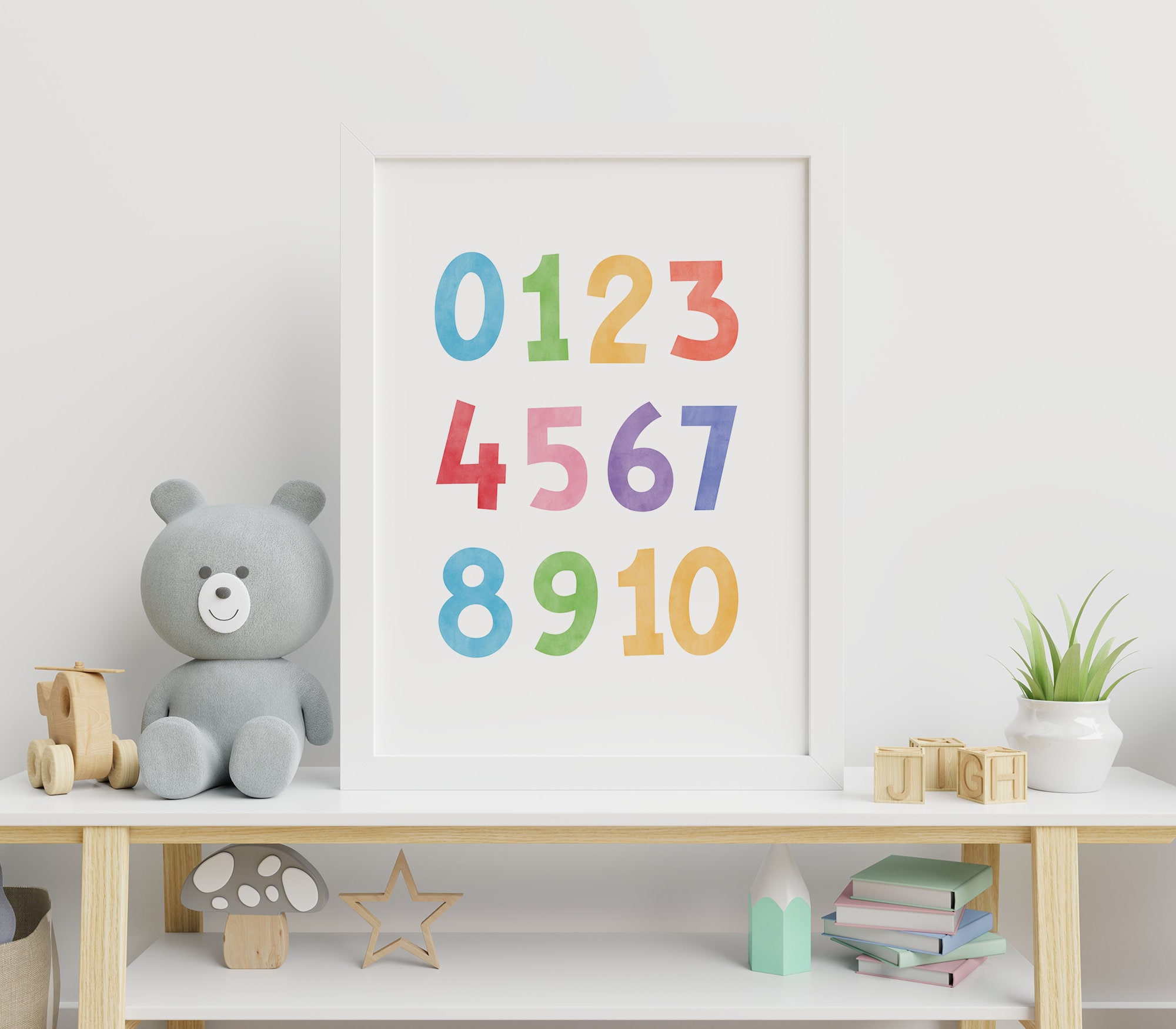 Rainbow Alphabet Numbers Colors Poster, Nursery Alphabet Print, ABC 123 ...