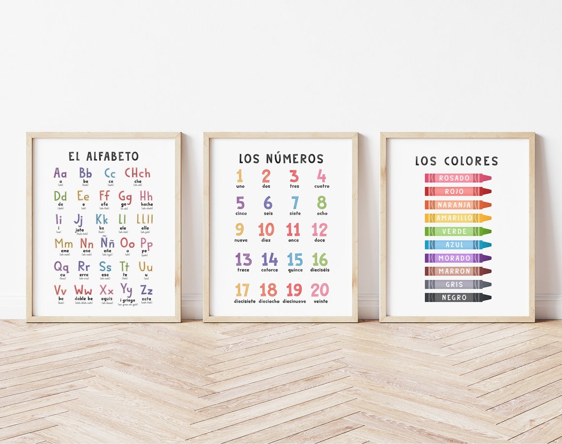 Educational Spanish Prints Set of 6 Preschool Posters | Etsy