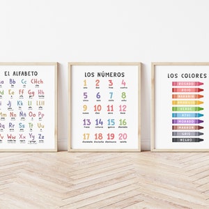 Educational Spanish Prints, Set of 6 Preschool Posters, Spanish ...