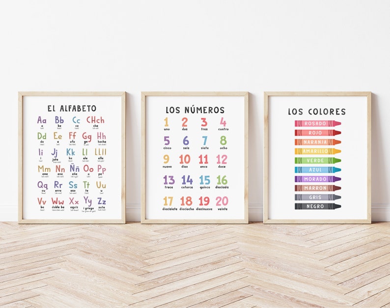 Educational Spanish Prints Set of 6 Preschool Posters | Etsy