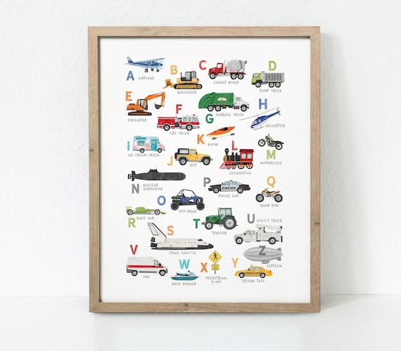Vehicle Alphabet Transportation Poster Vehicle ABC Print - Etsy
