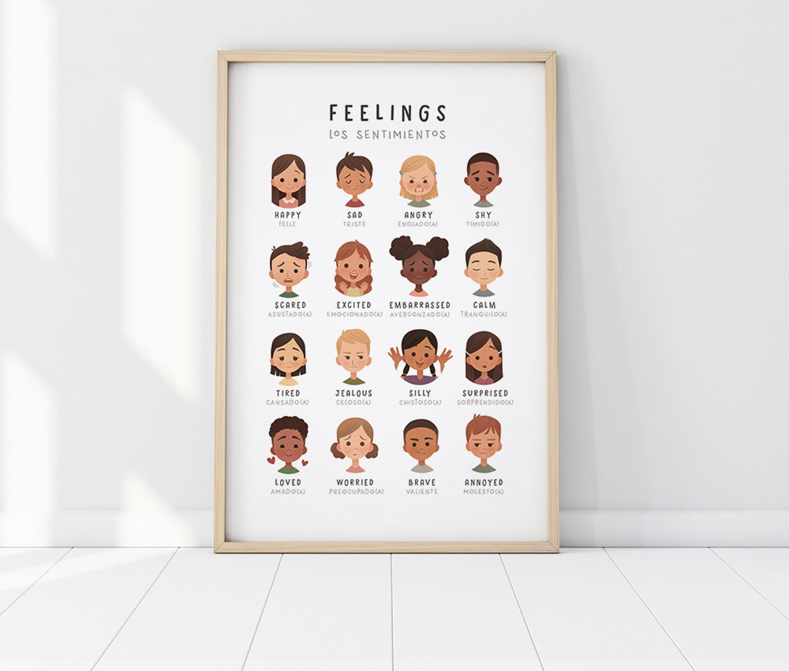 Bilingual Feelings Poster Spanish English Emotions Chart - Etsy