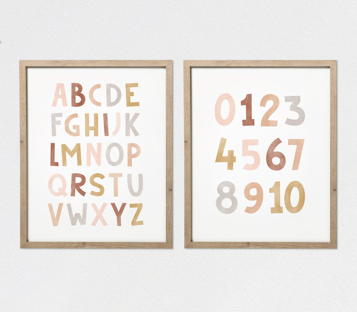 Alphabet Numbers Poster Nursery Alphabet Print ABC 123 - Etsy
