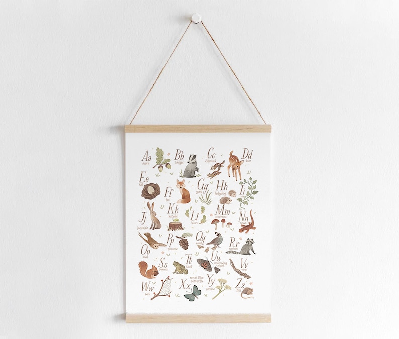 Woodland Alphabet Poster, Woodland Alphabet Print, Woodland Nursery ...