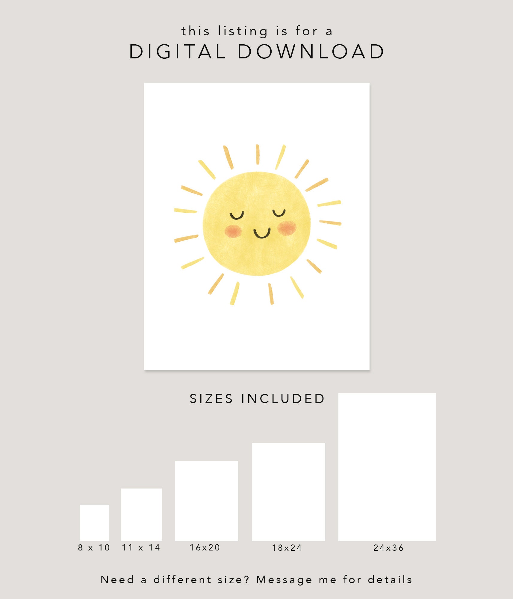 Sunshine Nursery Print Sun and Cloud Art Print Neutral - Etsy
