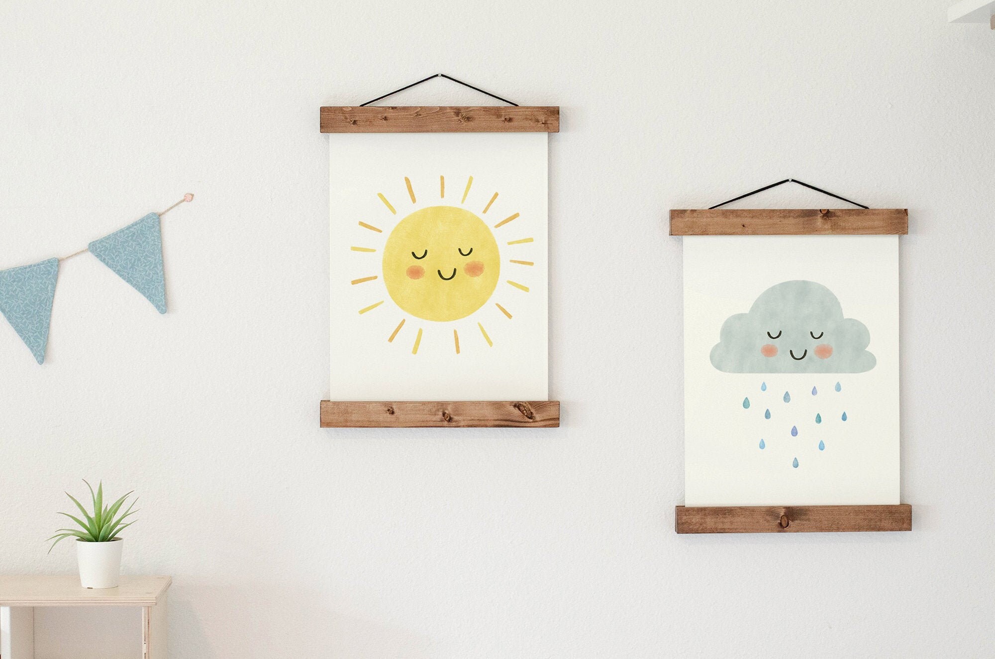 Sunshine Nursery Print Sun and Cloud Art Print Neutral - Etsy