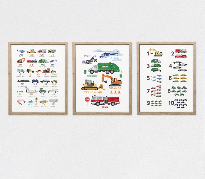 Transportation Poster Set Vehicle ABC Vehicle Art | Etsy