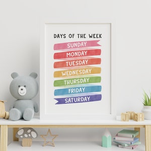 Days of the Week Print Educational Print Printable Wall Art | Etsy