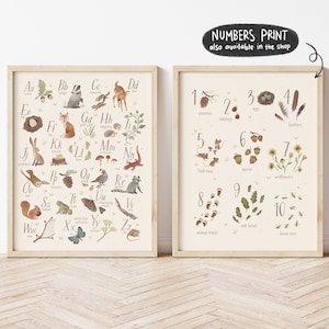 Horizontal Woodland Alphabet Poster, Landscape Woodland Alphabet Print ...