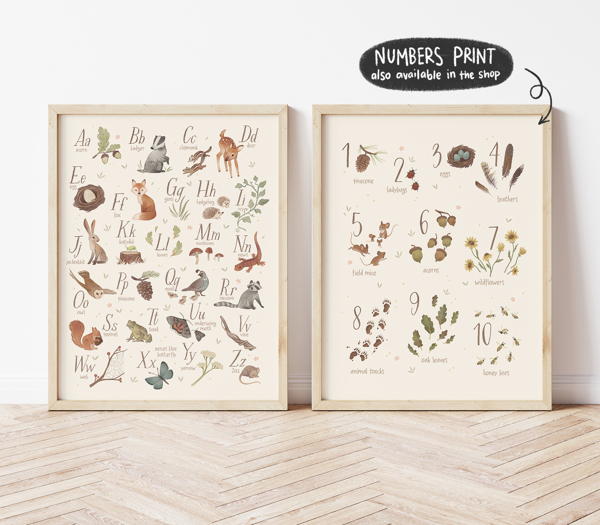 Horizontal Woodland Alphabet Poster, Landscape Woodland Alphabet Print ...