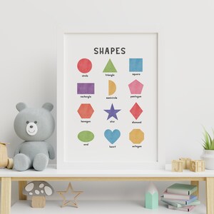 Shapes Print Educational Print Printable Wall Art Shapes | Etsy