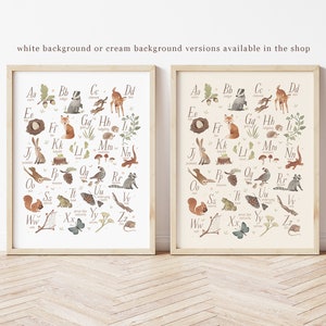 Woodland Alphabet Poster, Woodland Alphabet Print, Woodland Nursery ...