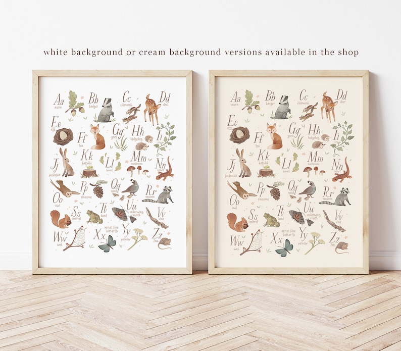 Woodland Alphabet Poster Woodland Alphabet Print Woodland - Etsy
