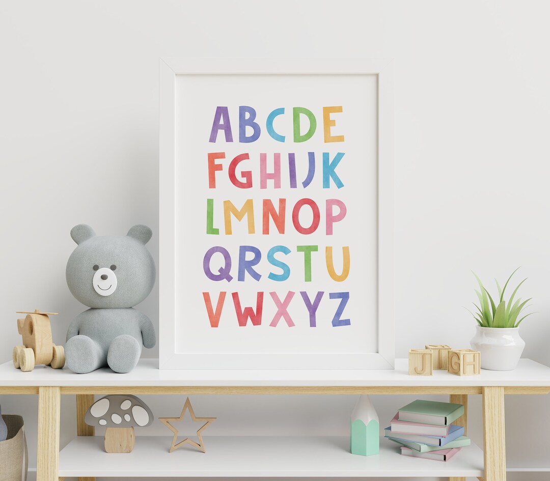 Rainbow Alphabet Poster, Nursery Alphabet Print, ABC Poster, Nursery ...