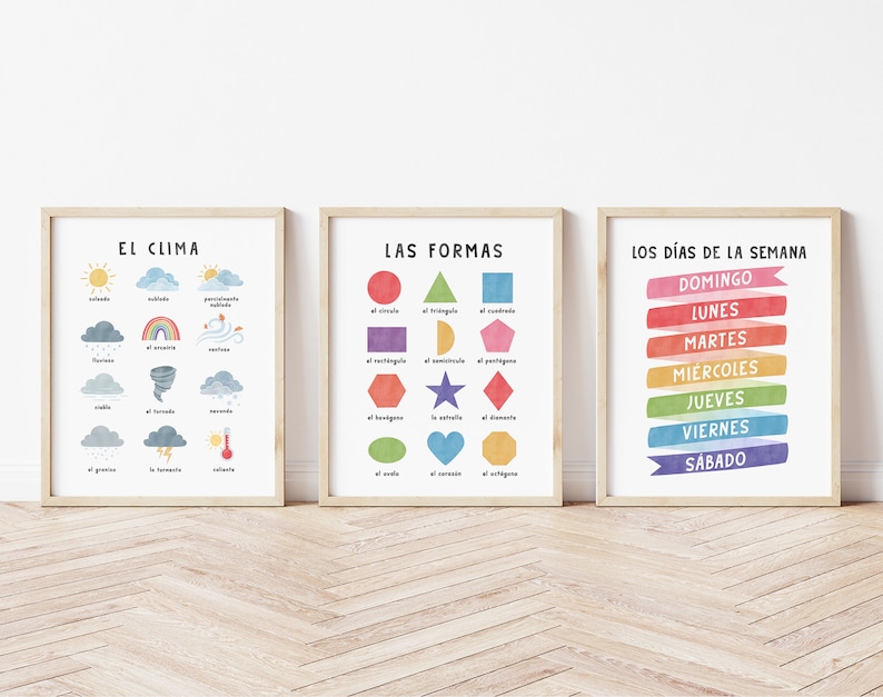 Educational Spanish Prints Set of 6 Preschool Posters | Etsy