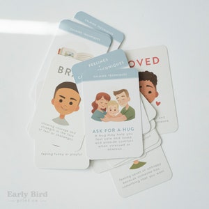 Feelings Flashcards, Emotions and Calming Techniques Chart, Montessori ...