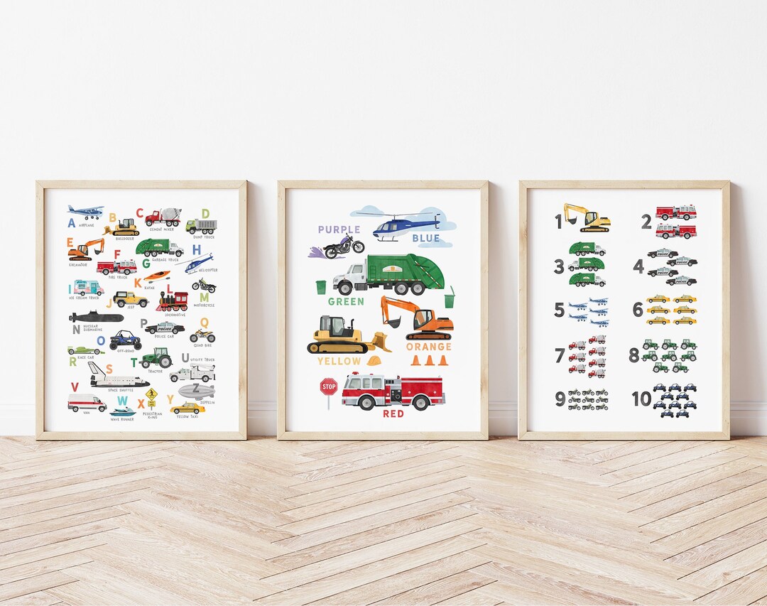 Transportation Poster Set, Vehicle ABC, Vehicle Art, Transportation ABC ...
