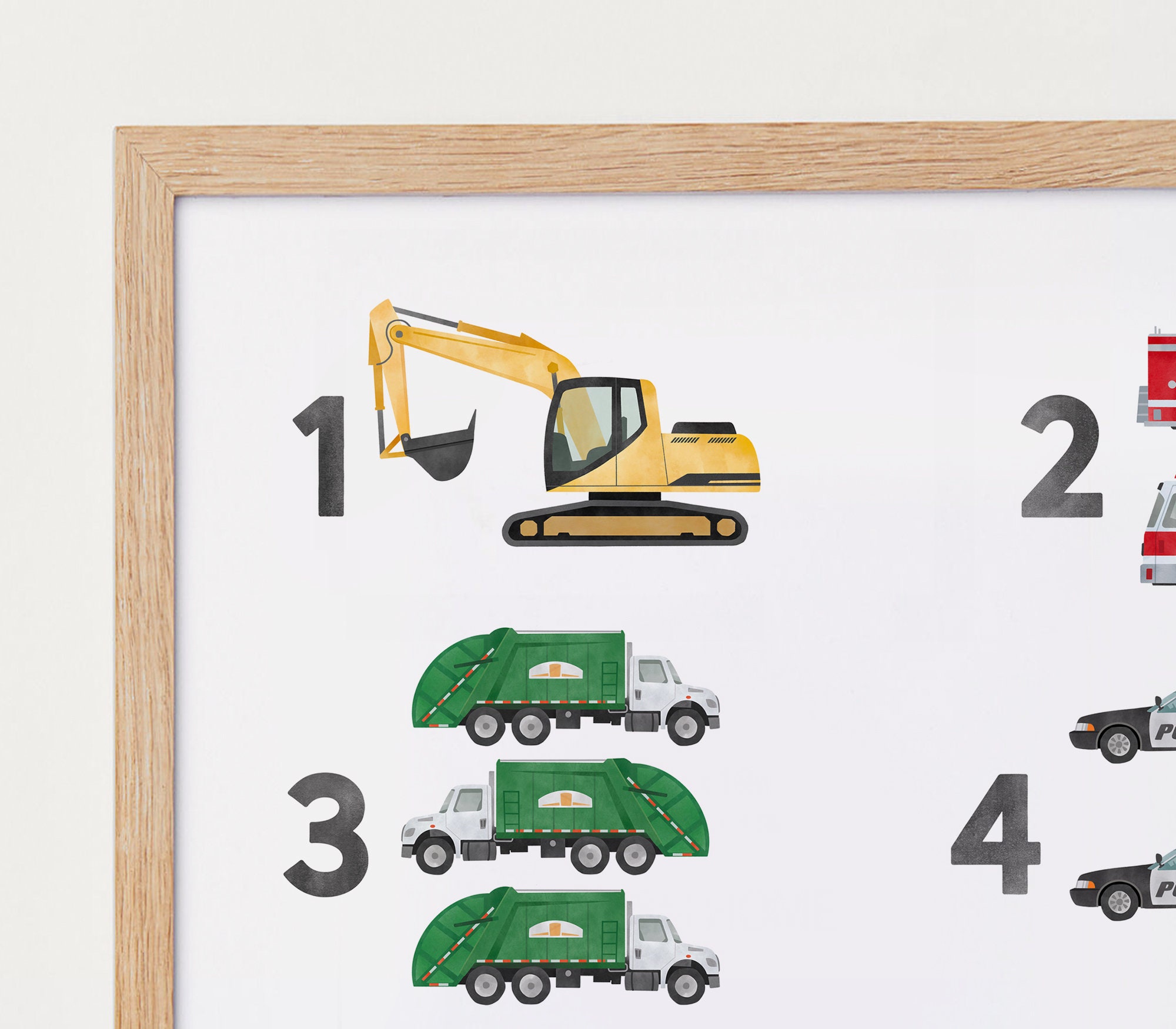 Transportation Numbers Poster, Vehicle ABC Print, Nursery Decor ...