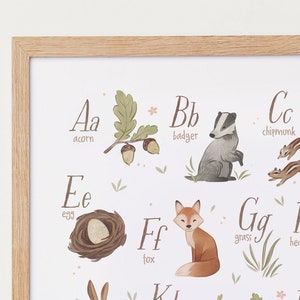 Woodland Alphabet Poster, Woodland Alphabet Print, Woodland Nursery ...