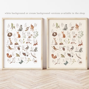 Woodland Alphabet Poster, Woodland Alphabet Print, Woodland Nursery ...