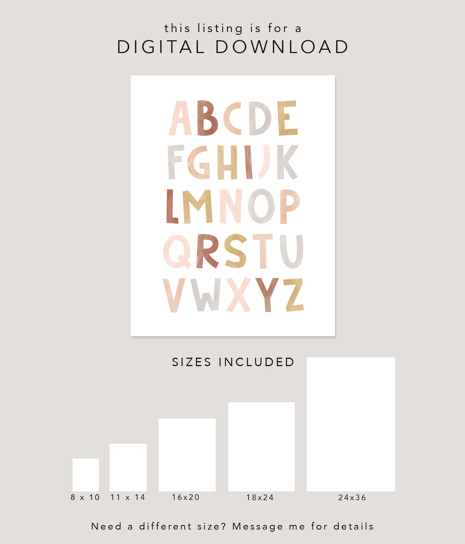 Alphabet Poster, Nursery Alphabet Print, ABC Poster, Nursery ABC Poster ...