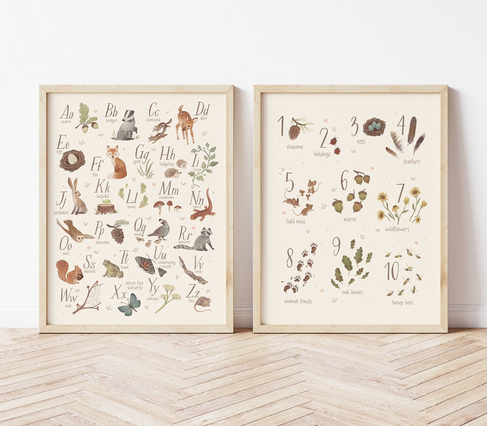 Woodland Alphabet Poster Woodland Alphabet Print Woodland | Etsy