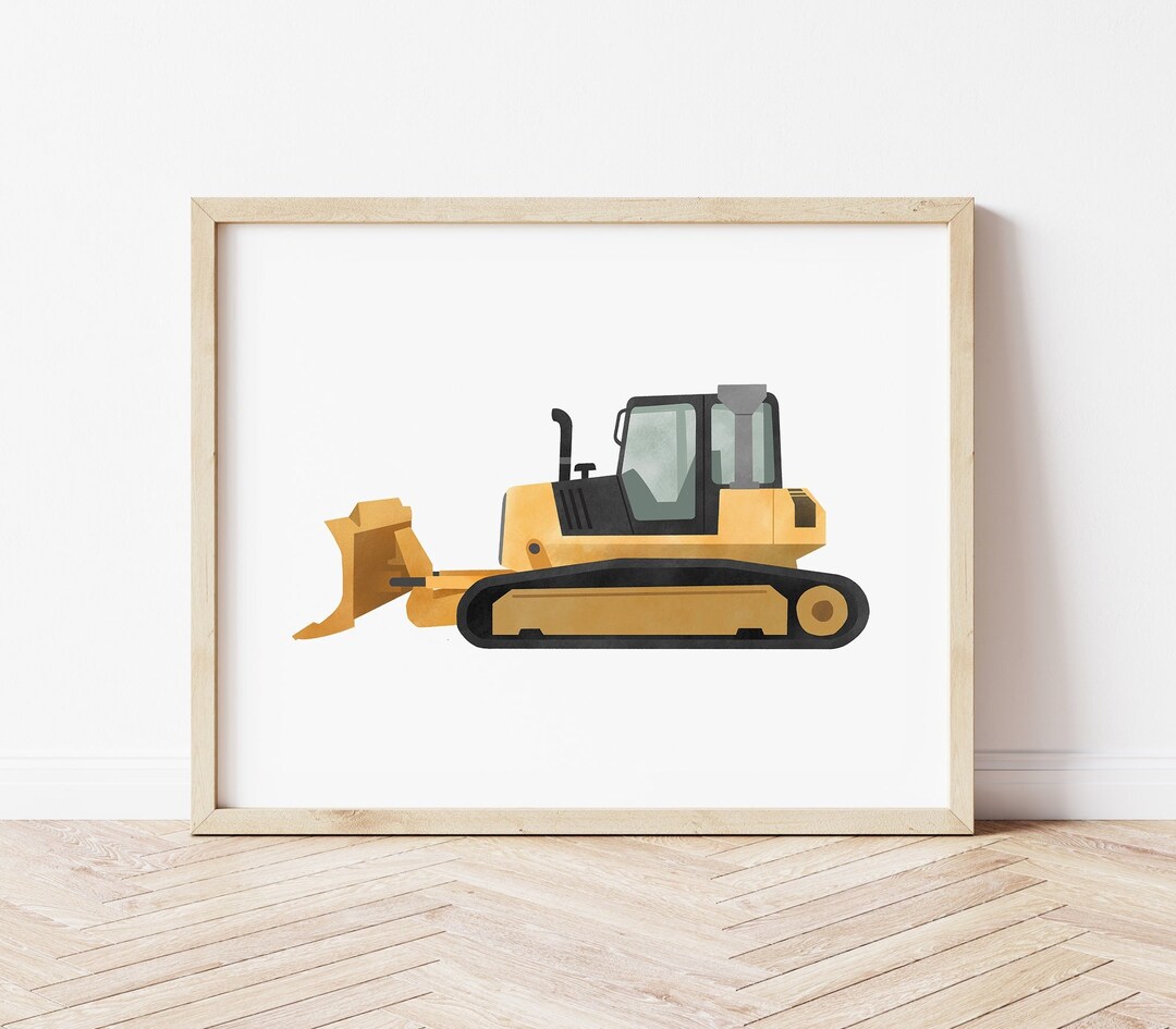 Bulldozer Print, Construction Print, Playroom Decor, Construction ...