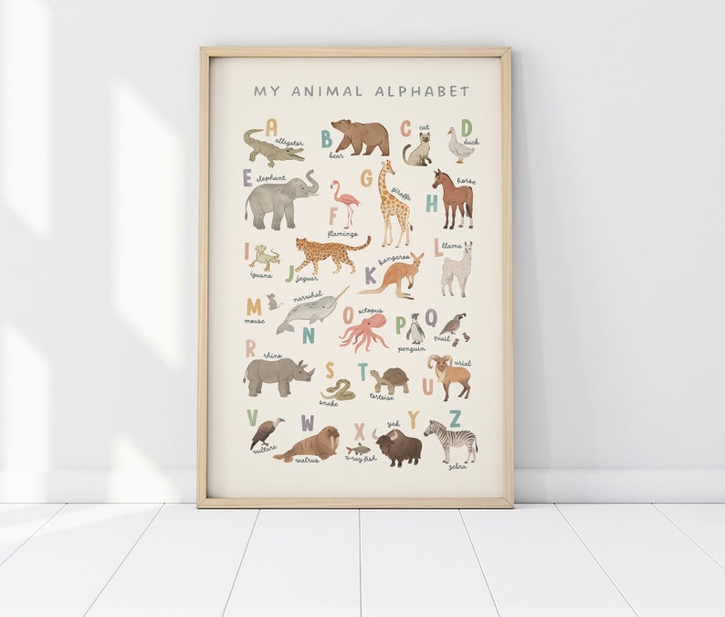 Animal Alphabet Numbers Set, Animal Numbers, Animal ABC Poster ...