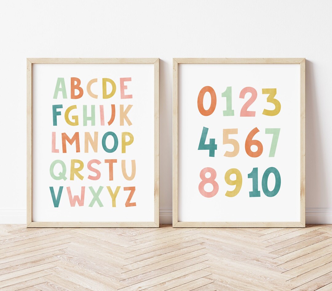 Alphabet Numbers Poster, Nursery Alphabet Print, ABC 123 Poster ...