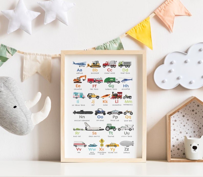 Vehicle Alphabet Transportation Poster Vehicle ABC Print - Etsy