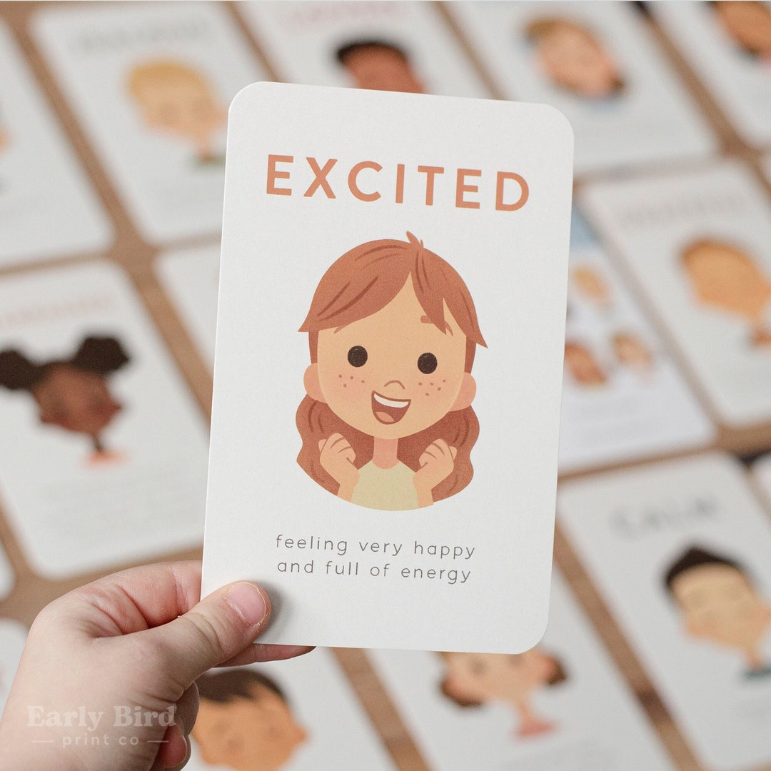 Feelings Flashcards, Emotions and Calming Techniques Chart, Montessori ...