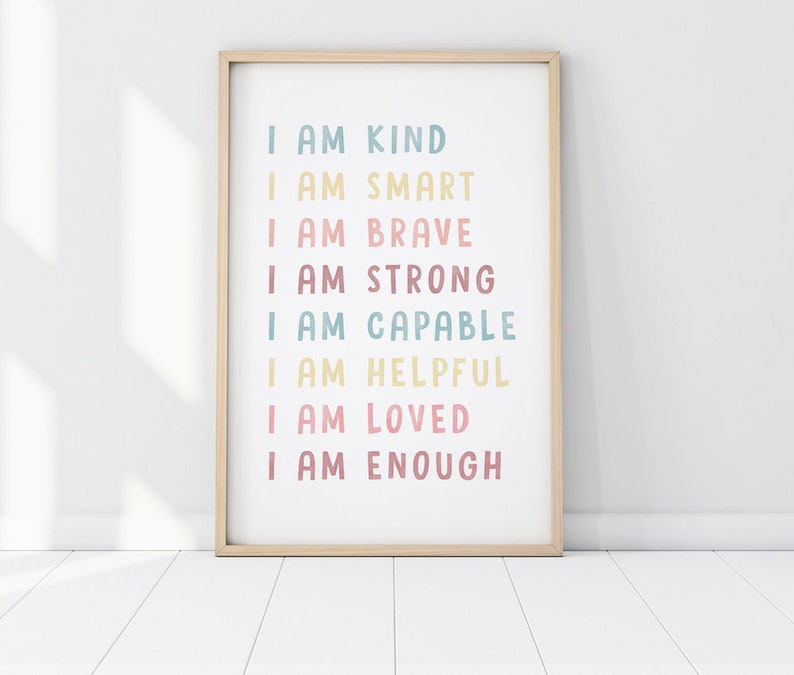 Affirmations Poster, Kids Affirmations, I Am Kind, I Am Smart ...