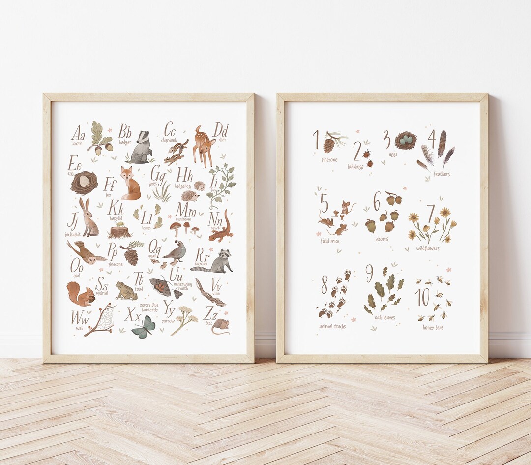 Woodland Alphabet Poster, Woodland Alphabet Print, Woodland Nursery ...