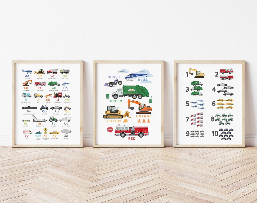 Transportation Poster Set, Vehicle ABC, Vehicle Art, Transportation ABC ...