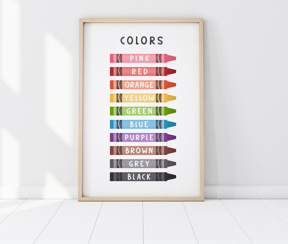 Colors Print Educational Print Printable Wall Art Colors - Etsy