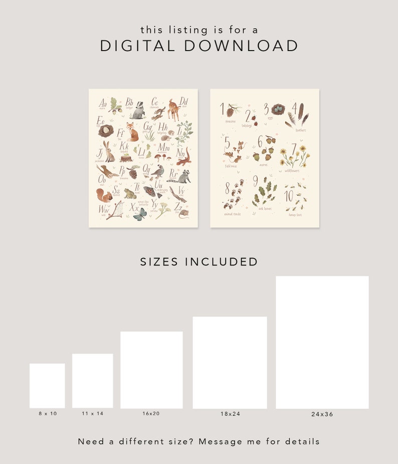 Woodland Alphabet Poster Woodland Alphabet Print Woodland - Etsy Australia