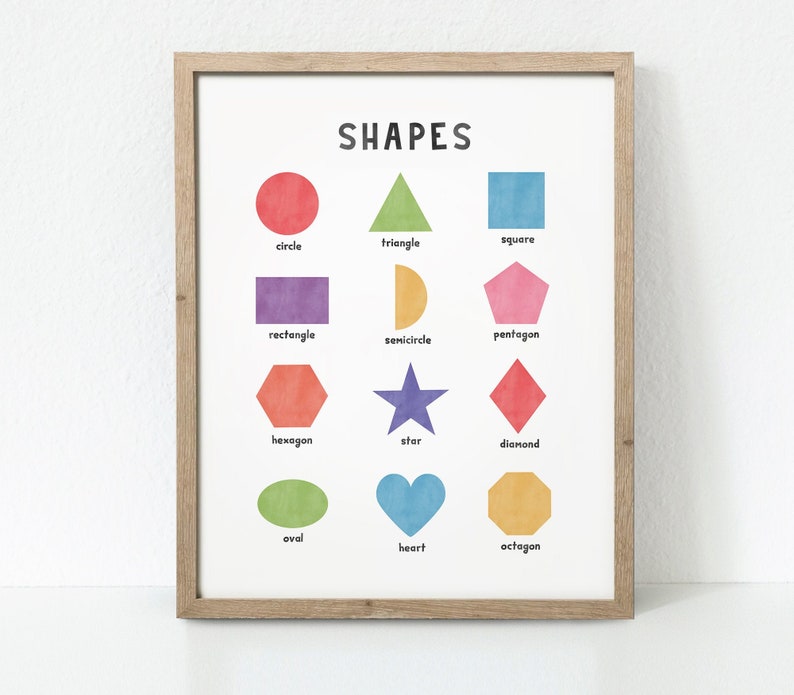 Shapes Print Educational Print Printable Wall Art Shapes | Etsy
