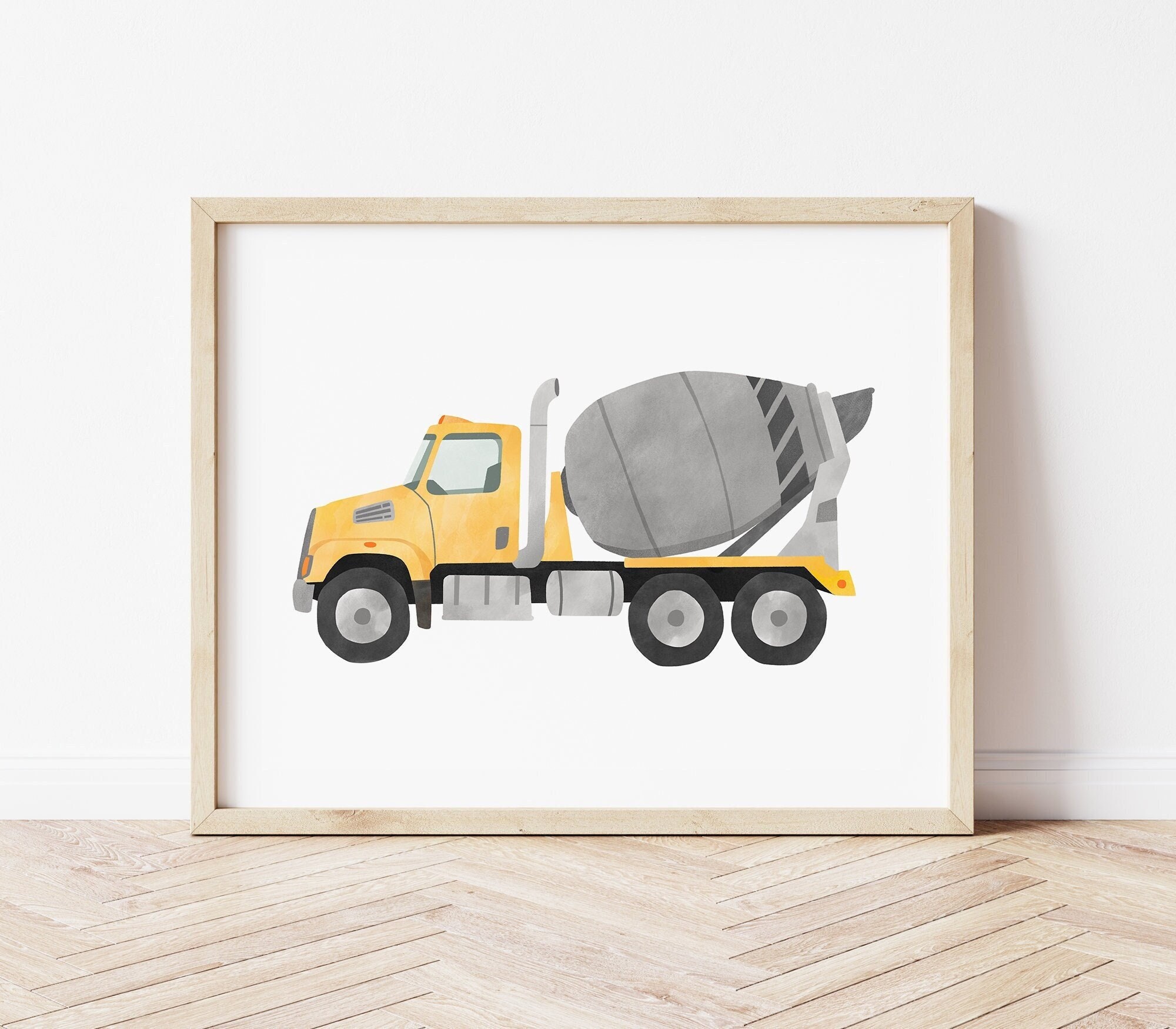 Cement Mixer Print, Construction Poster, Construction Print, Playroom ...
