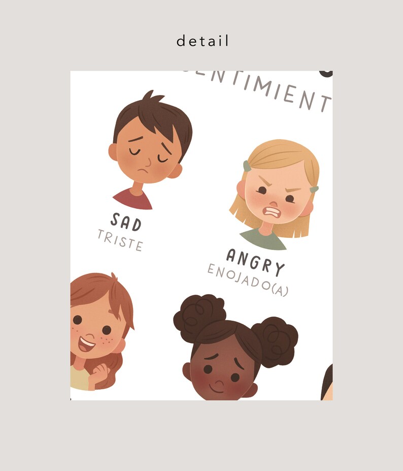 Bilingual Feelings Poster Spanish English Emotions Chart - Etsy