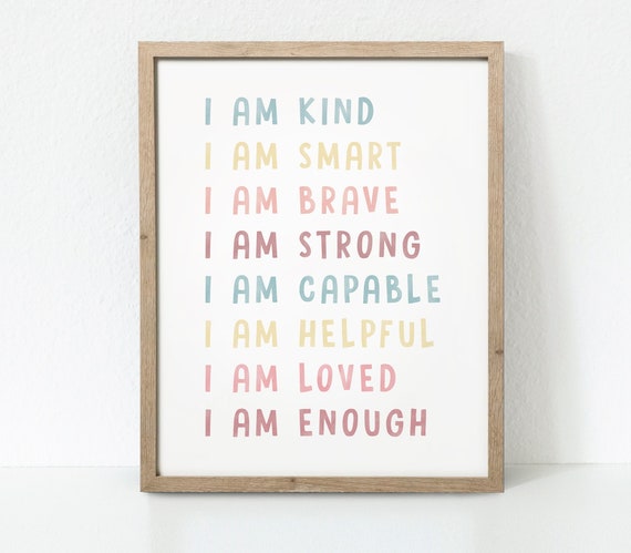Affirmations Poster Kids Affirmations I Am Kind I Am Smart | Etsy